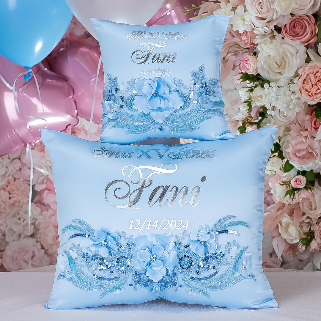 Quinceanera Baby Blue Pillows Set, Light Blue Quinceanera Pillows ...