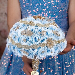Copas De Quinceanera Baby Blue Gold, Brindis De Quinceanera Light Blue ...