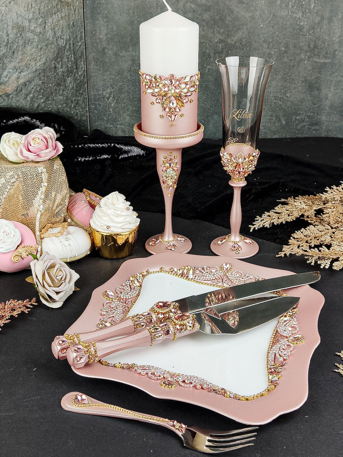 Brindis Quinceanera Rose Gold Copas Quinceanera Cake Knife Mis - Etsy