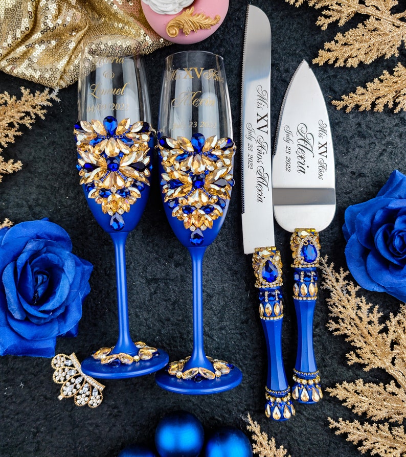 Royal Blue Sweet 16 Decorations Blue Gold Sweet 16 Cake - Etsy