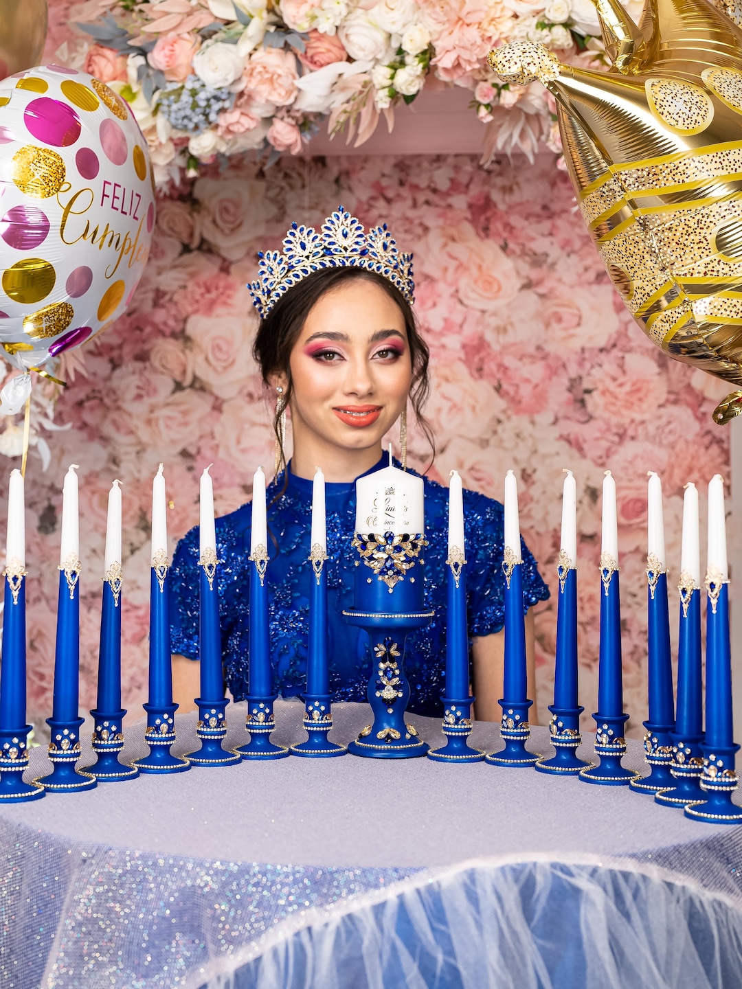 Royal Blue Quinceanera 15 Candles Set, Royal Blue Quinceanera Candle ...