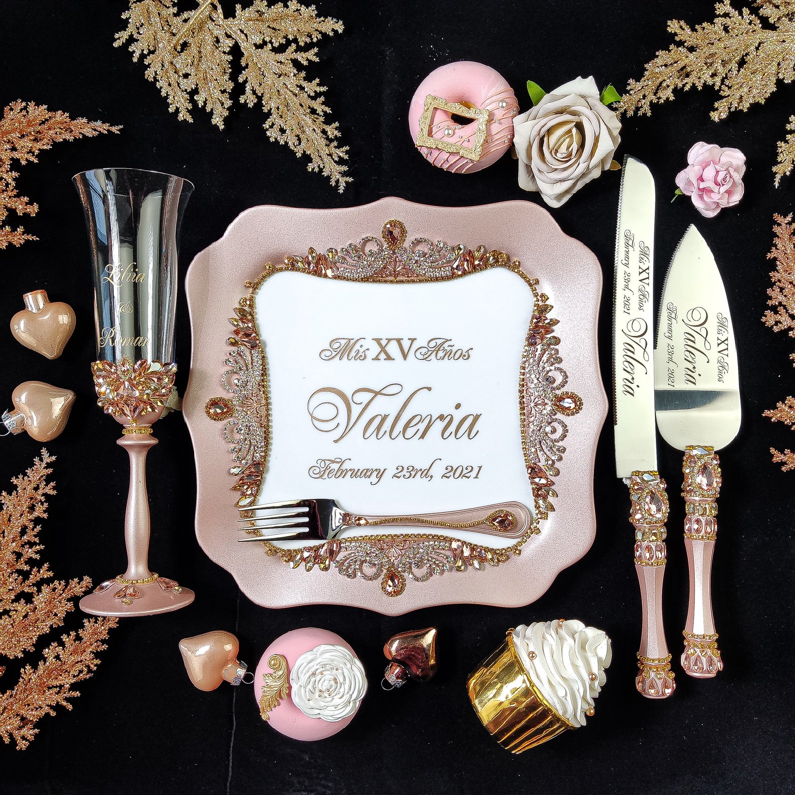 Rose gold sweet 16 decor rose gold sweet 16 glasses sweet 16 | Etsy