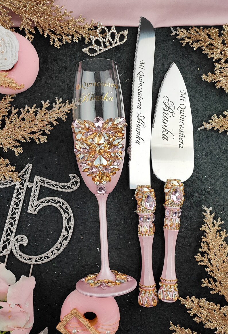 Copa De Quinceanera Pala Y Cuchillo Quinceanera Quinceanera - Etsy