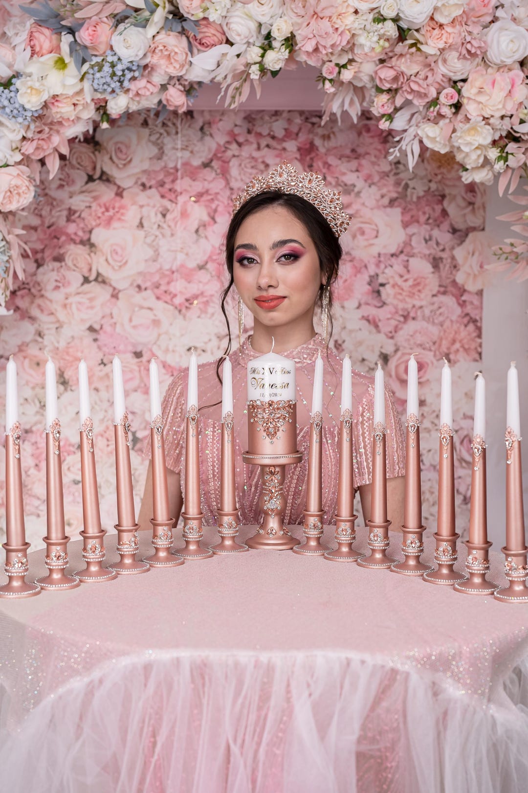 Rose Gold Quinceañera 15 Candle Ceremony Set: Sweet 16 Candles - Etsy