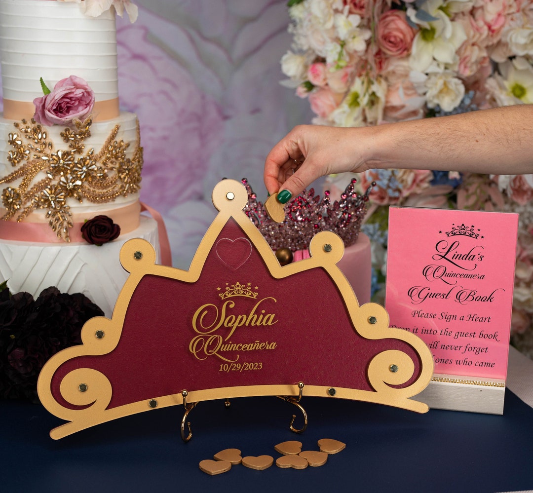 Burgundy Quinceanera Guest Book, Burgundy Gold Quinceanera Sign Book ...