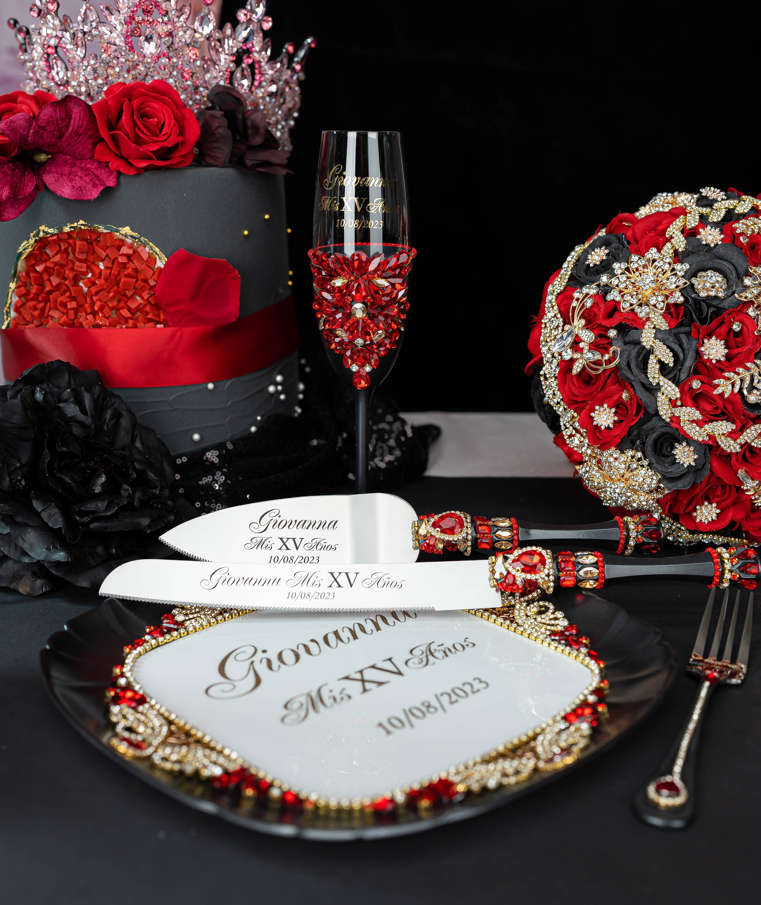 Red And Black Quinceanera Cakes