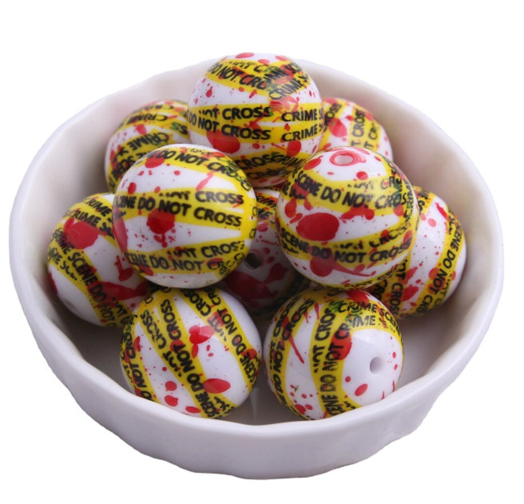 20mm Blood Splatter Beads | Bubblegum Beads | Spooky Beads | Scary ...
