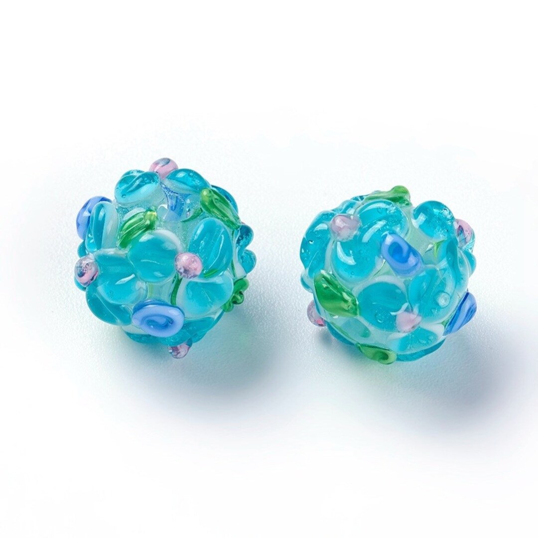 12.5mm Lampwork Glass Bumpy Bead | Blue Bead | Easter Bead | Spring ...