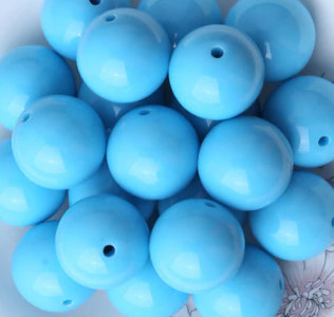20mm Beads | SOLID Color Beads | Sky Blue Bubblegum Beads | Sky Blue ...