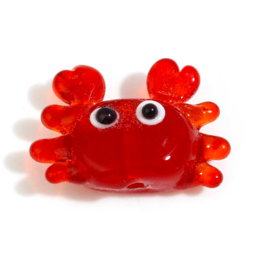 Lampwork Glass Red Crab Beads | Glass Crab Jewelry | Crab Collector ...