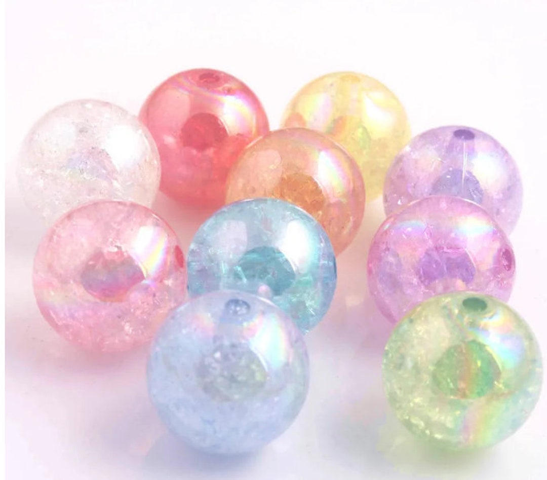 20mm Crackle Pattern Translucent Beads Mixed and SOLID Colors Bubblegum ...