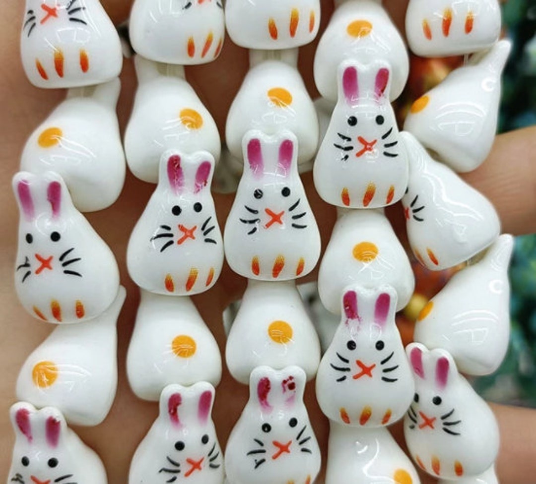 Ceramic Bunny Beads | Ceramic Beads | Rabbit Beads | Easter Beads ...