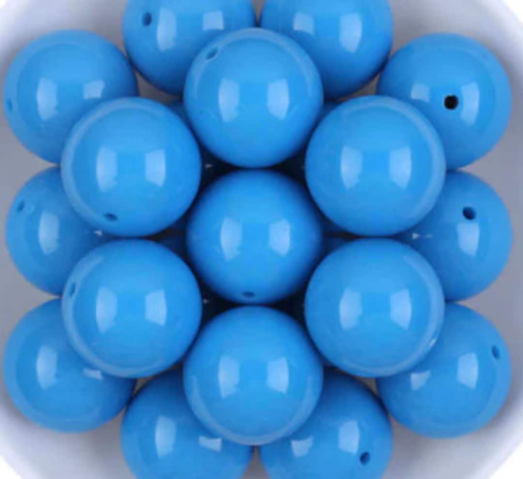 20mm Beads SOLID Color Beads Deep Blue Bubblegum Beads Deep Blue Beads ...