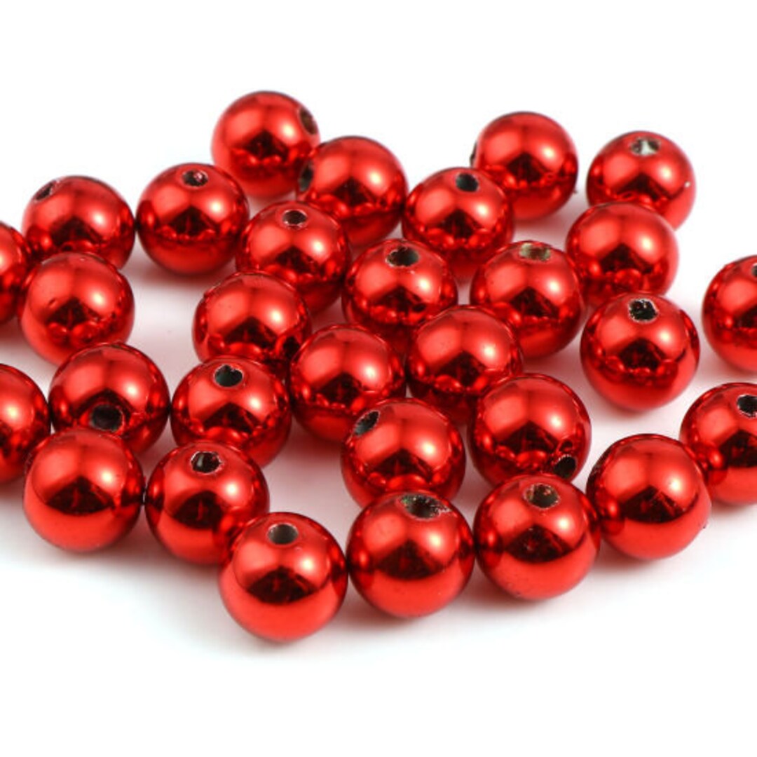 UV Red Metallic Beads Shiny Red Beads 8mm Size 1.7mm Hole Christmas ...