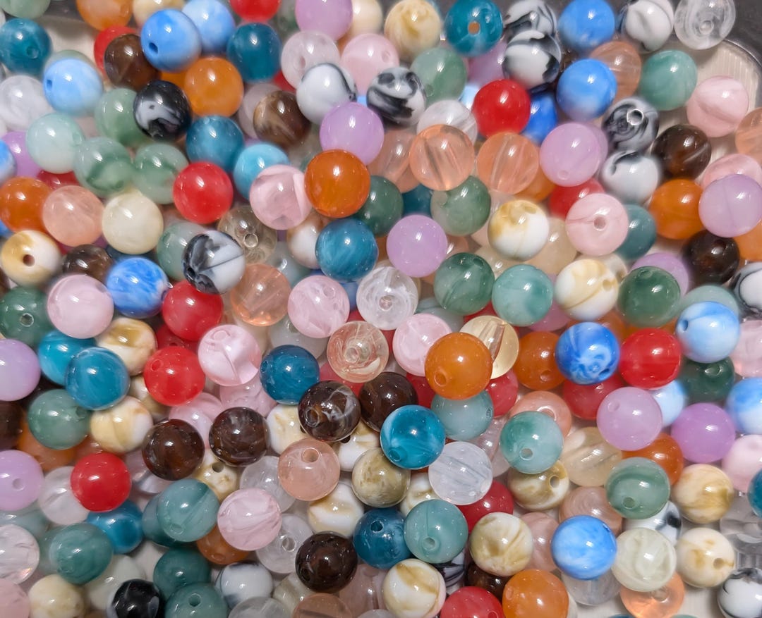 Acrylic Beads | Two Sizes Available | Imitation Marble/jade Beads ...