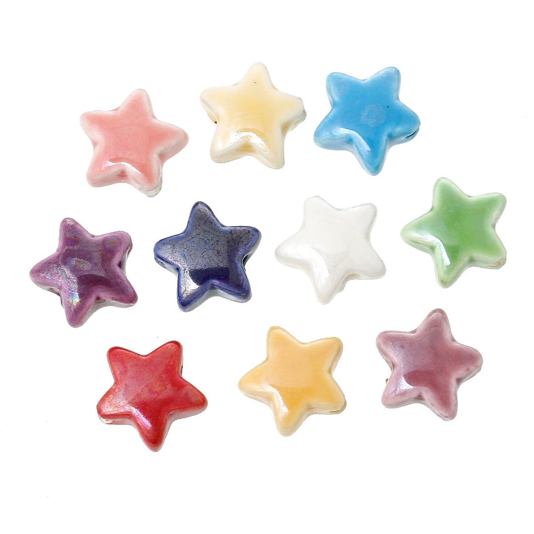 15mm Ceramic Star Beads | Star Jewelry | Multicolored Ceramic Beads ...
