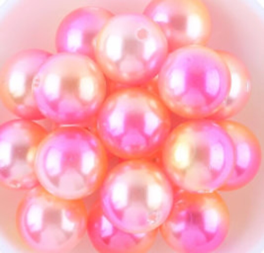 20mm Pearl Ombre Beads | 20mm Bubblegum Beads | Chunky Beads | Pink and ...