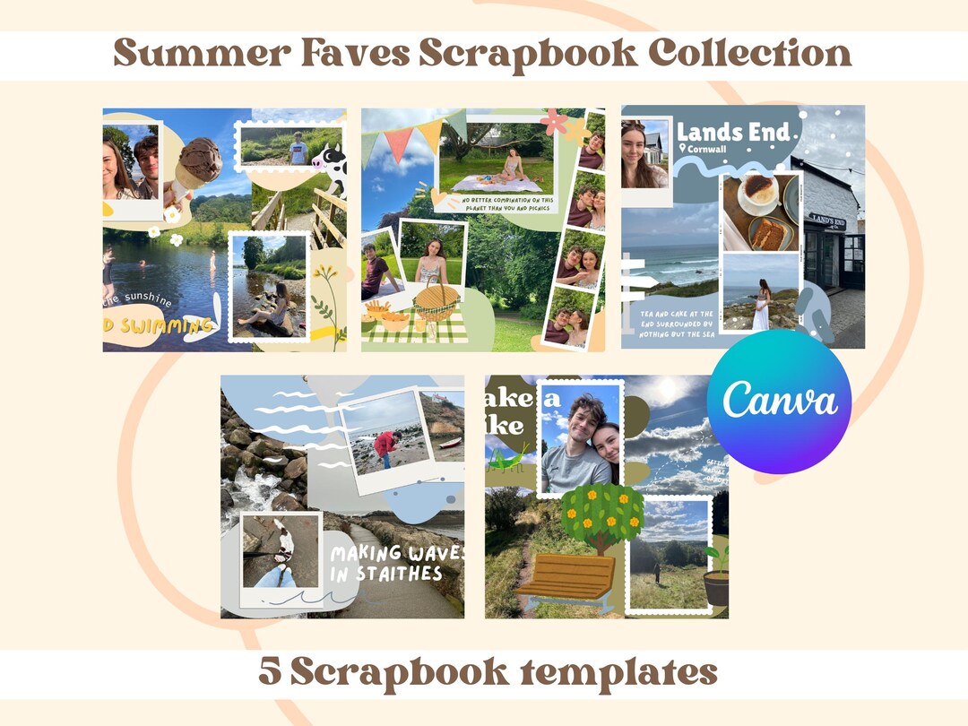 5 Templates - Summer Faves Collection - Digital Scrapbook Templates for ...