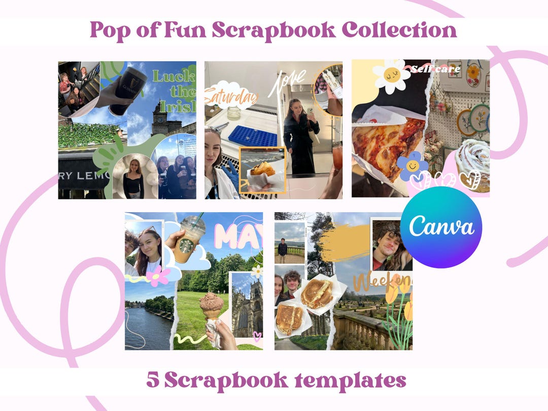 5 Templates - Pop of Fun Collection - Digital Scrapbook Templates for ...