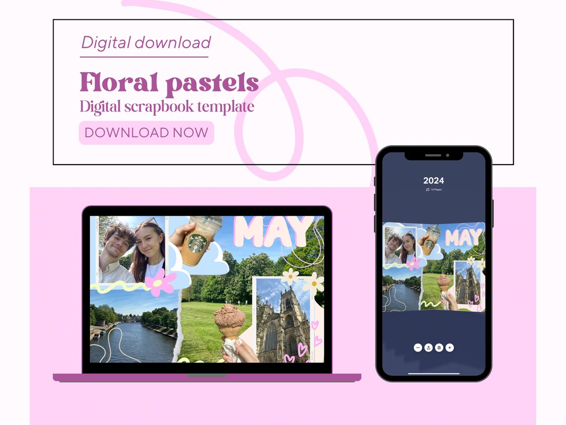 5 Colourful and Fun Digital Scrapbook Templates for Canva - Etsy
