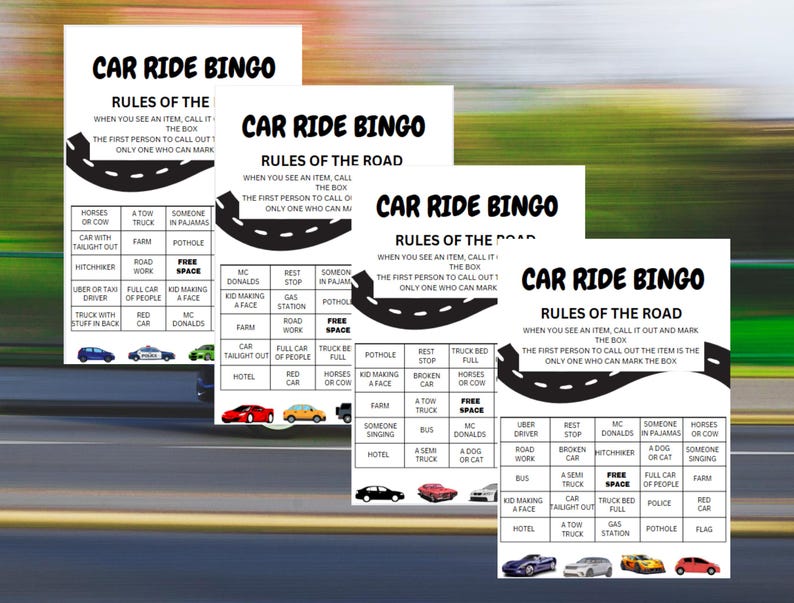 Road Trip BINGO Game - Etsy