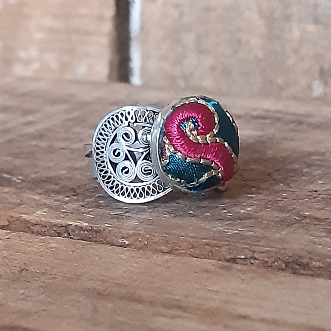 Recycled Embroidery Ring - Old Ring - Unique Ring - Handmade Embroidery ...