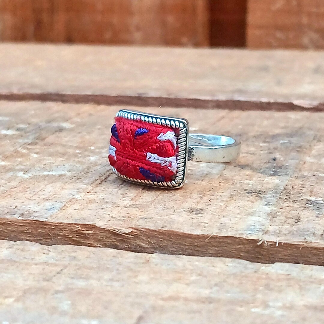 Recycled Embroidery Ring - Antique Ring - Unique Ring - Handmade ...