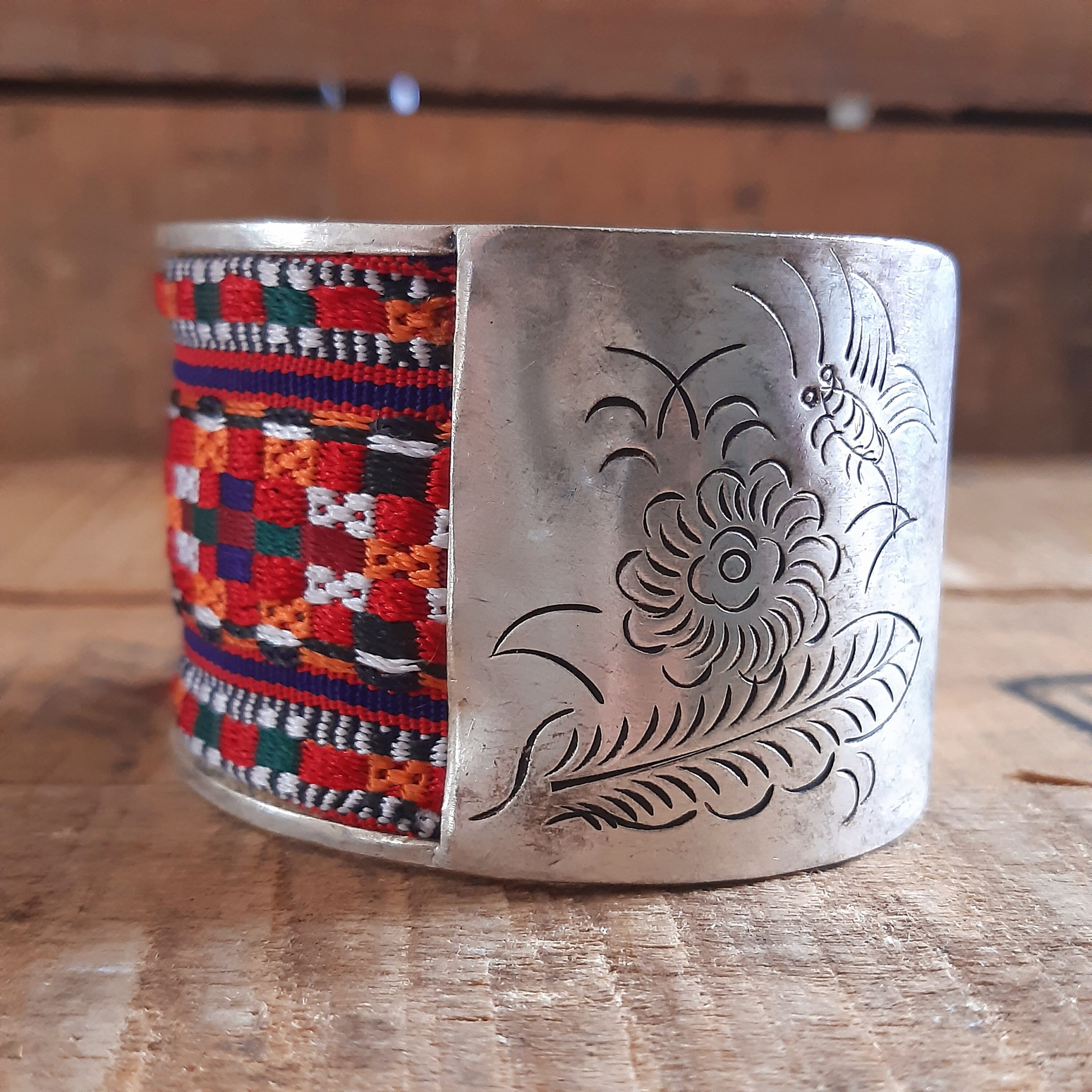 Ancient Embroidery Cuff - Adjustable Bracelet - Unique - Ethnic - Chic ...