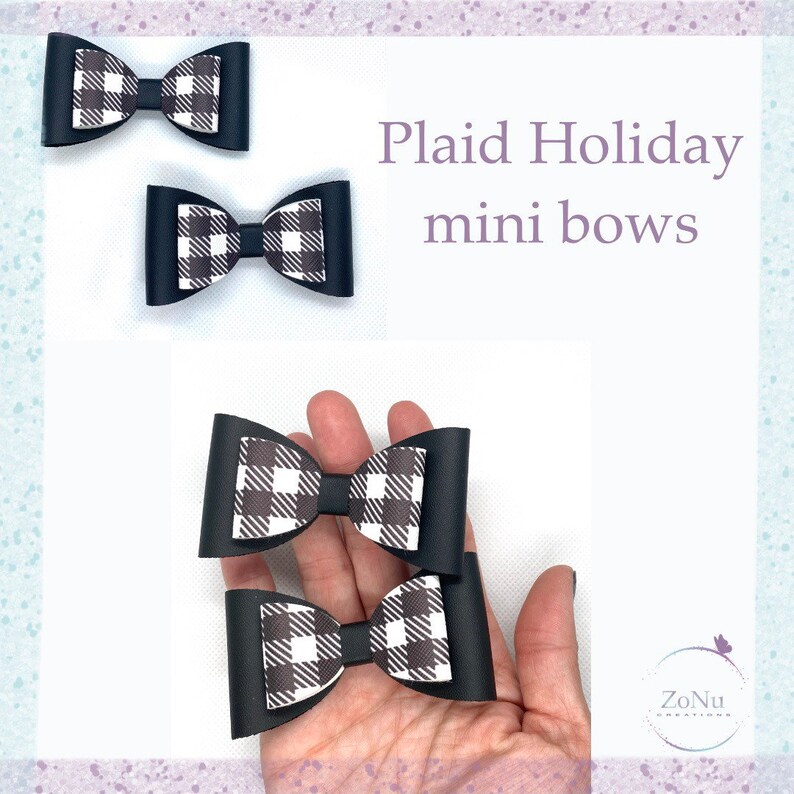 Plaid Pigtail Set of Two. Black and White Bows. Pigtail Bows. Pigtail ...