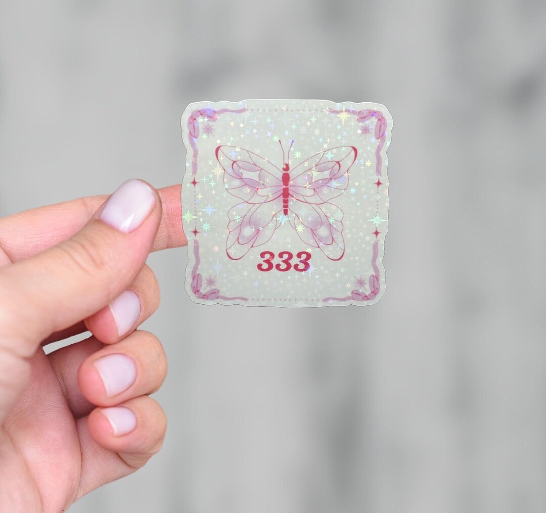 Holographic Butterfly Angel Number 333 Sticker - Etsy