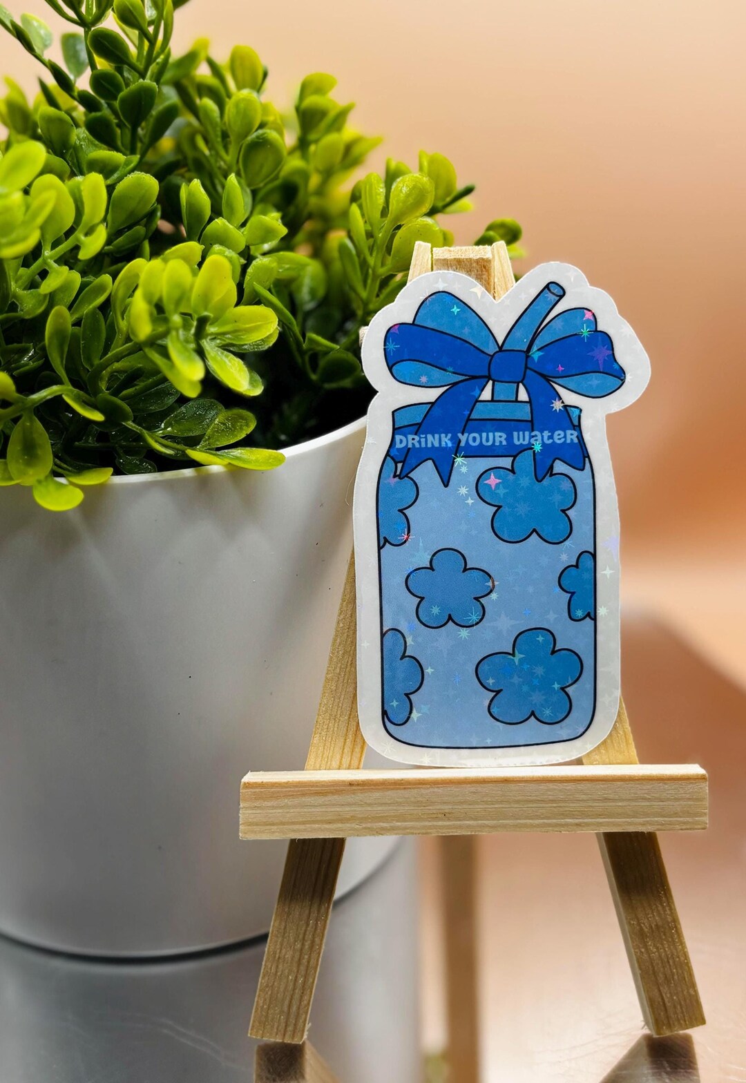 Drink Water Sticker, Holographic Sticker, Cute Water Bottle Sticker ...