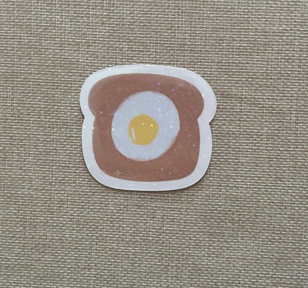 Eggs and Toast Holographic Sticker, Laptop Holographic Sticker, Water ...