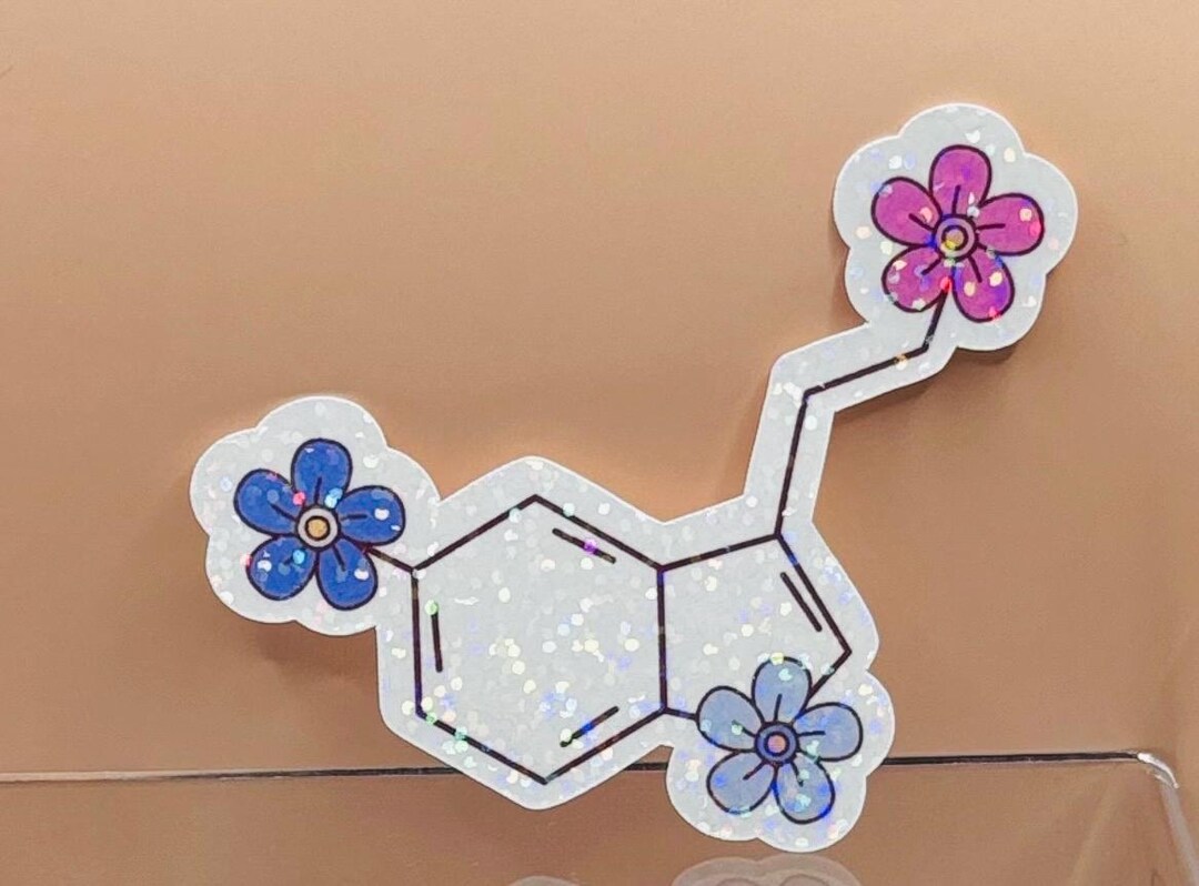 Serotonin Flower Holographic Sticker, Laptop, Waterbottle, Vinyl ...