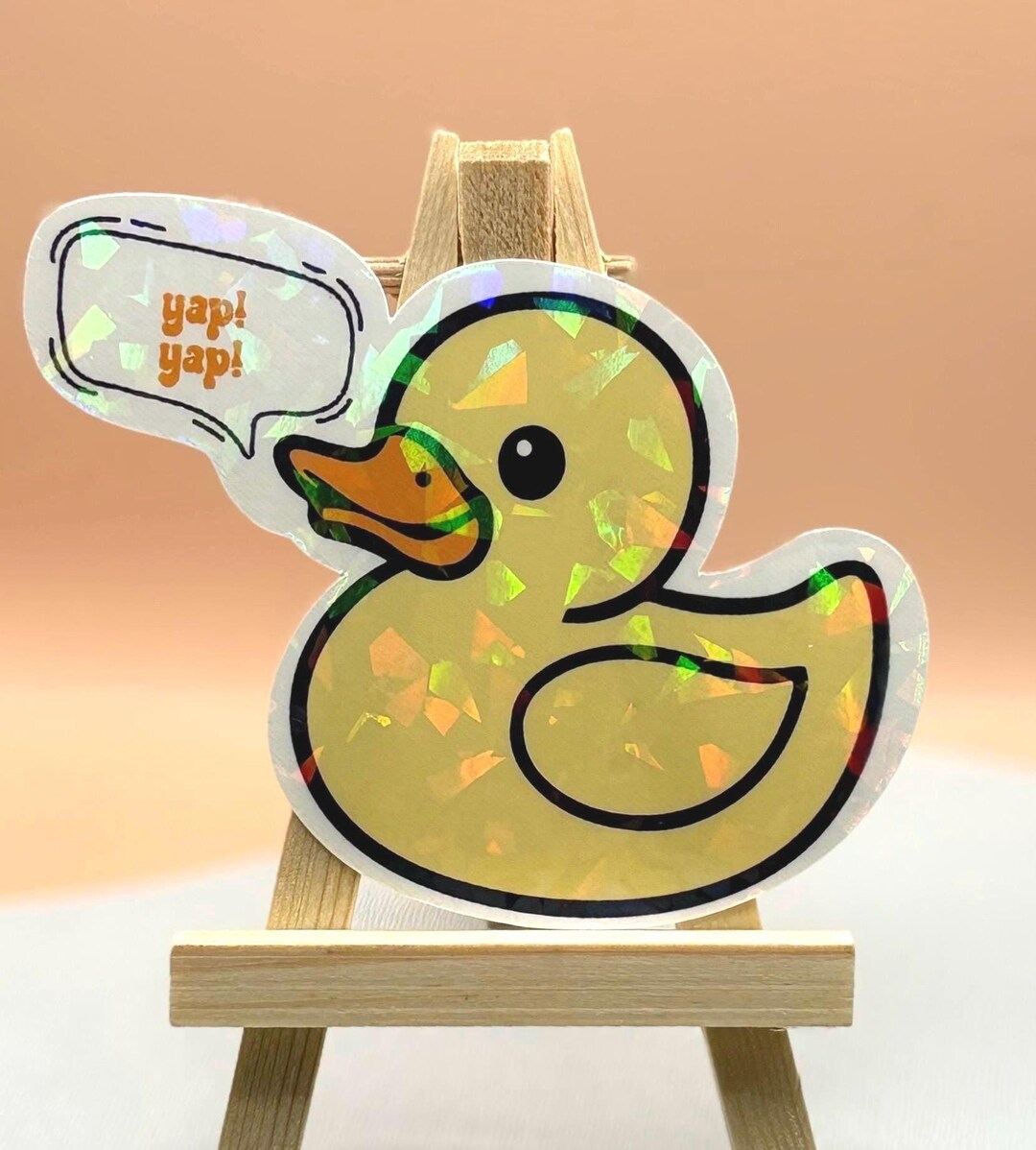 Yap Yap Duck Holographic Sticker, Laptop Holographic Sticker, Sticker ...
