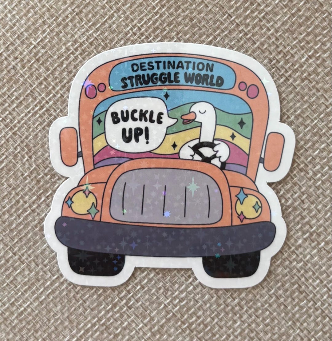 Destination Struggle Bus Holographic Sticker, Laptop Sticker, Sticker ...
