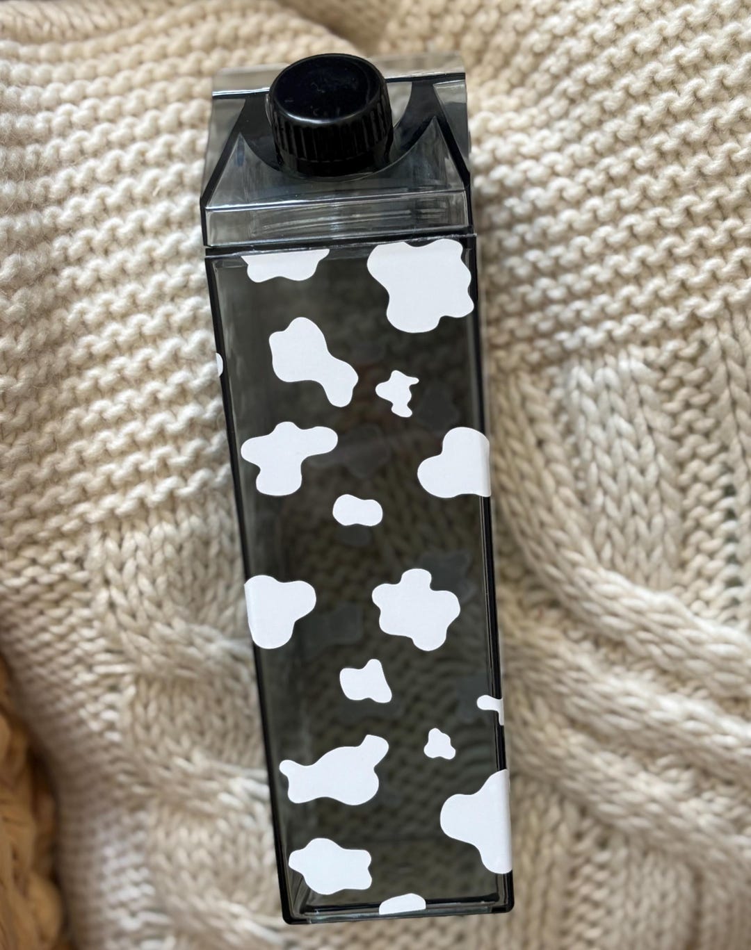 Black Cow Print Vinyl Milk Carton Milk Carton Water Bottle Water Bottle ...