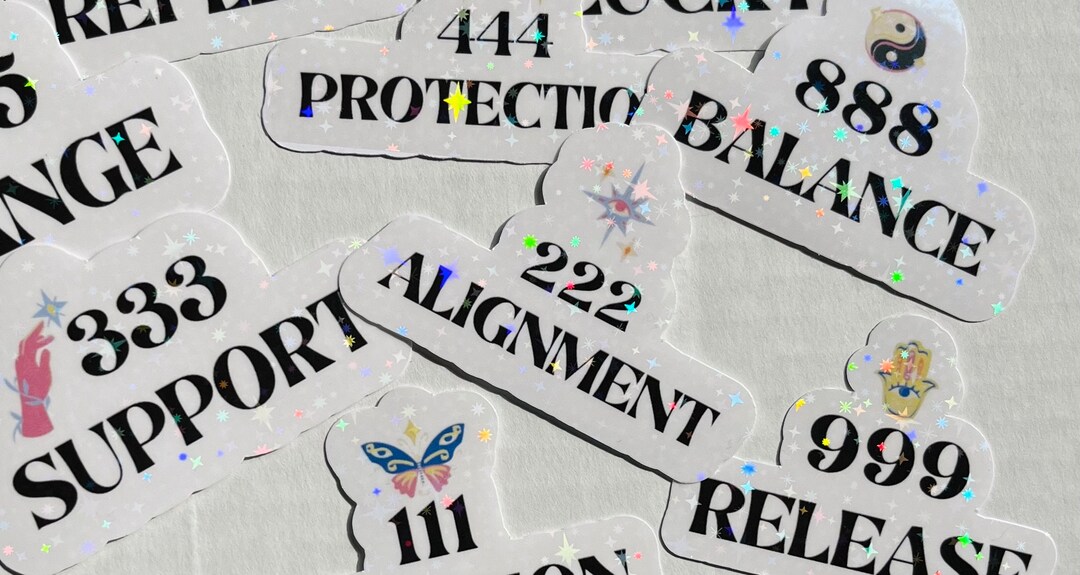 Holographic Angel Number Stickers, Sticker Holographic Stickers, Water ...