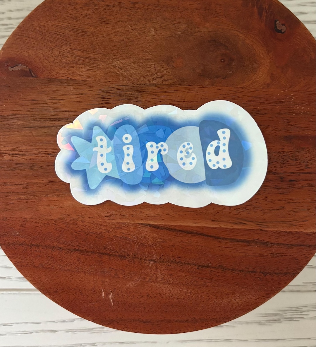 Blue Tired Holographic Sticker, Laptop Holographic Sticker, Sticker for ...