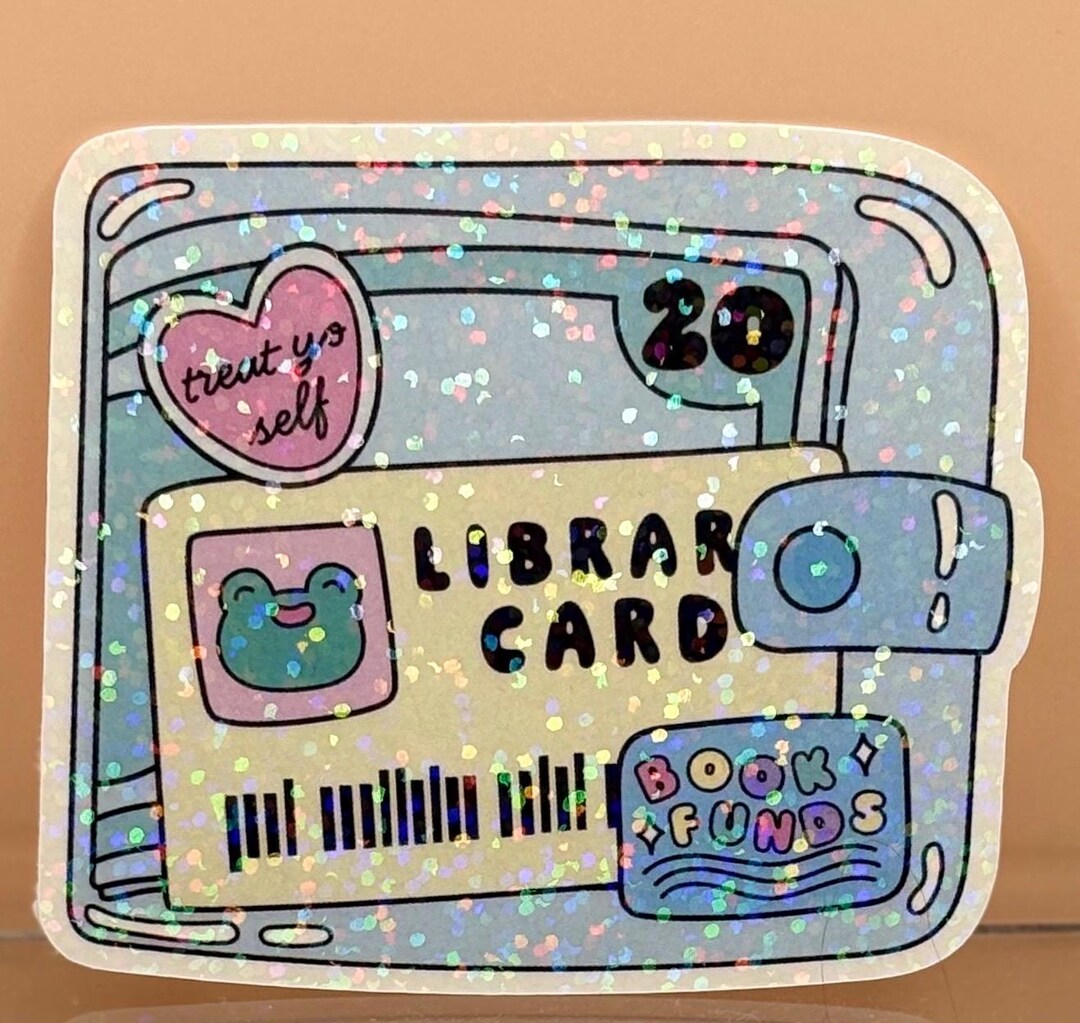 Library Card Holographic Sticker, Laptop Holographic Sticker, Water ...