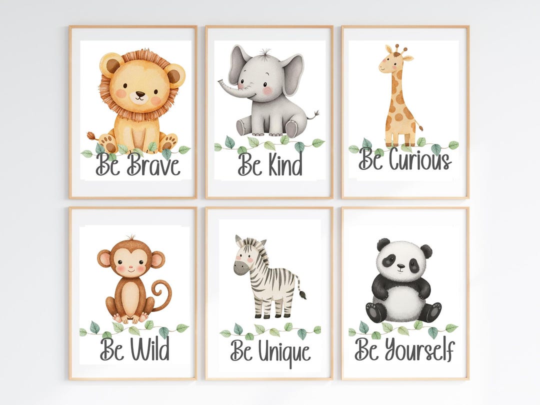 Safari Animal Nursery Prints Set: Inspirational Jungle Decor (digital ...