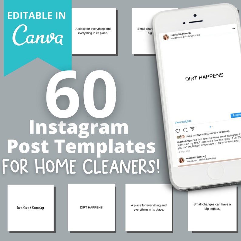 Home Cleaning Quotes EDITABLE 60 Instagram Posts for Home | Etsy
