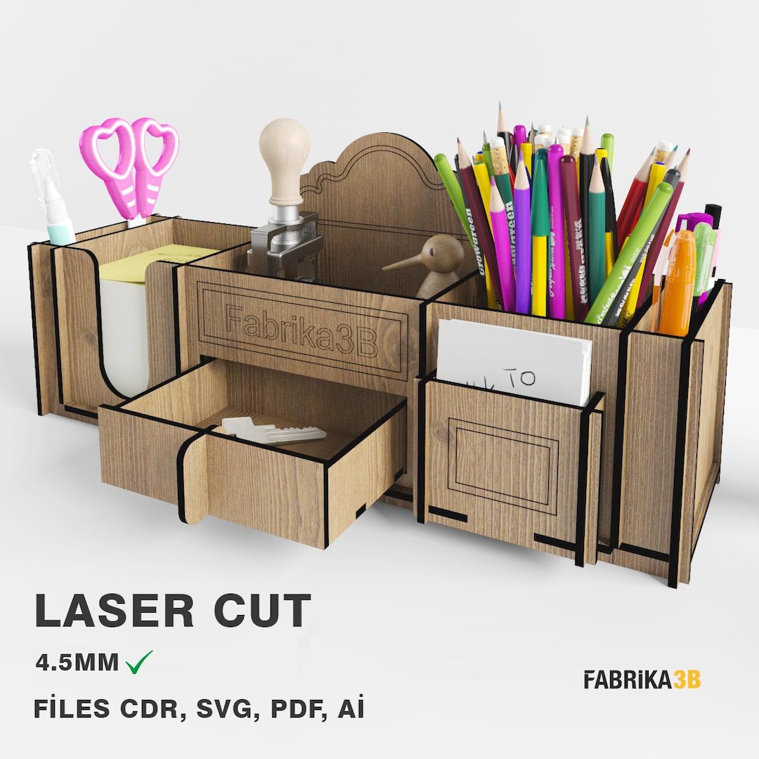 4.5 Mm Lightburn Laser CNC Cut Desktop Organizer A Perfect Blend of ...