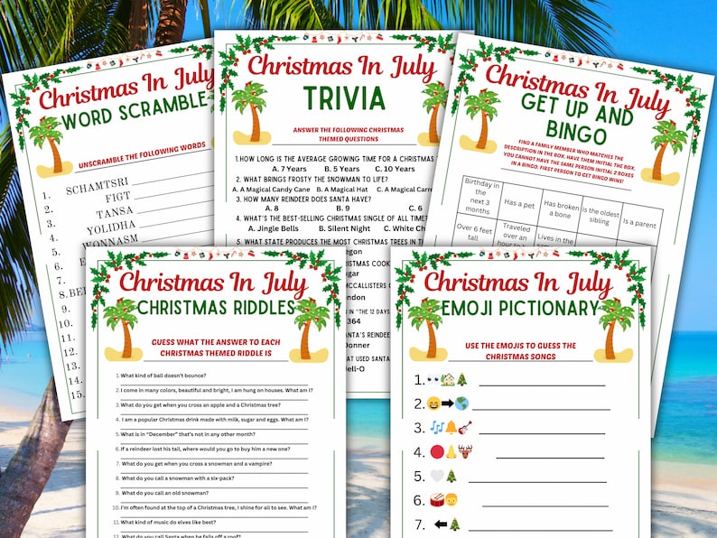 Christmas in July Party Game Bundle | Fun Family Activities | Printable ...