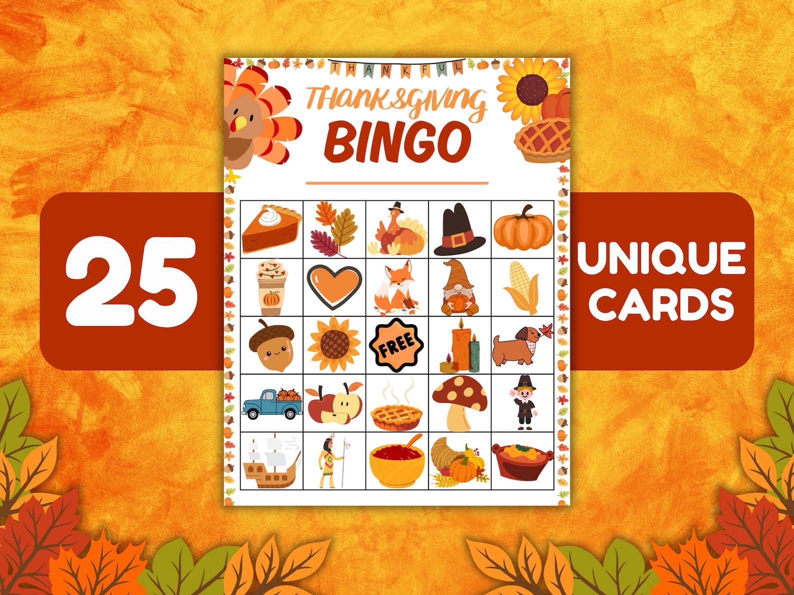 Thanksgiving Bingo Game | Thanksgiving Games | Friendsgiving Game ...