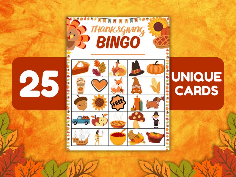 Thanksgiving Bingo Game | Thanksgiving Games | Friendsgiving Game ...