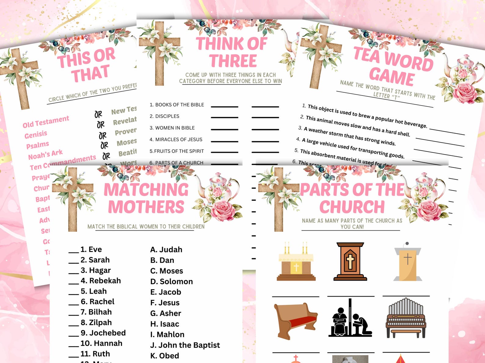 Bible Tea Party Printable Games | Christian Games for Adults & Kids ...