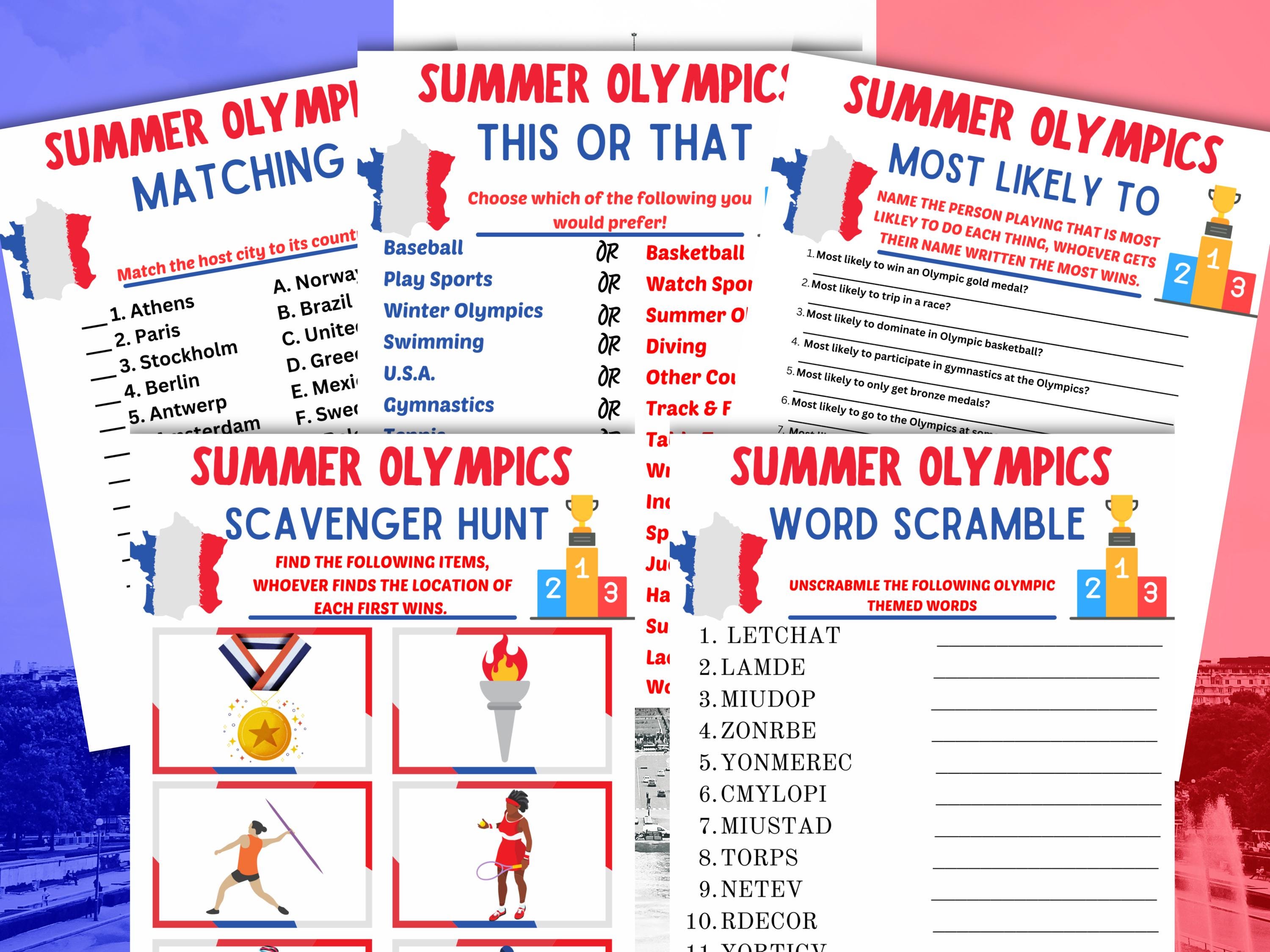 2024 Summer Olympics Mega Game Pack | 30 Summer Olympic Family Games ...