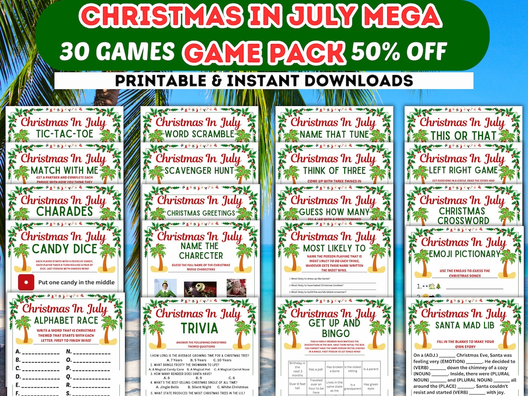 Christmas in July Party Game Bundle Fun Family Activities Printable ...