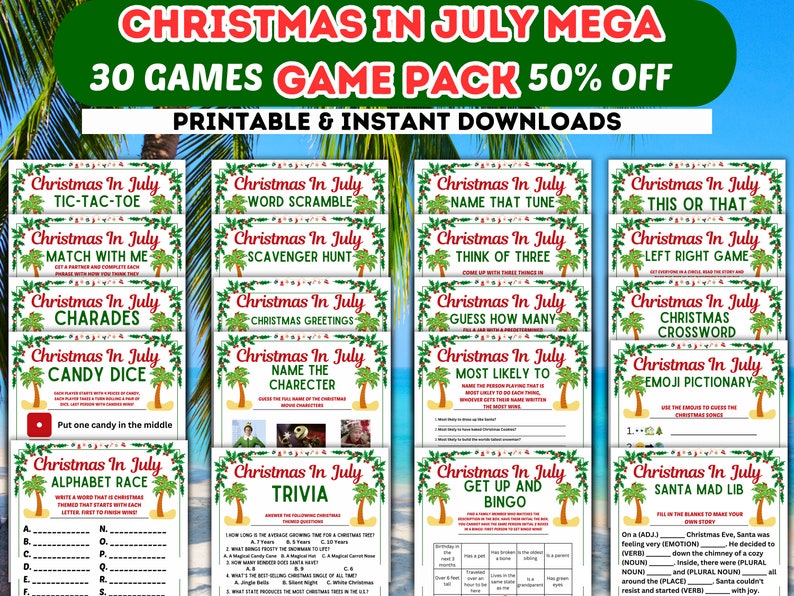 Christmas in July Party Game Bundle Fun Family Activities Printable ...