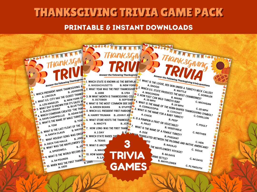 Thanksgiving Trivia Game Pack | Thanksgiving Games | Friendsgiving Game ...
